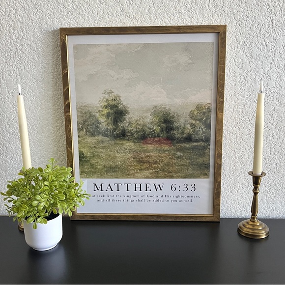 Vintage | Art | Matthew 633 Christian Bible Verse Art In Refinished ...